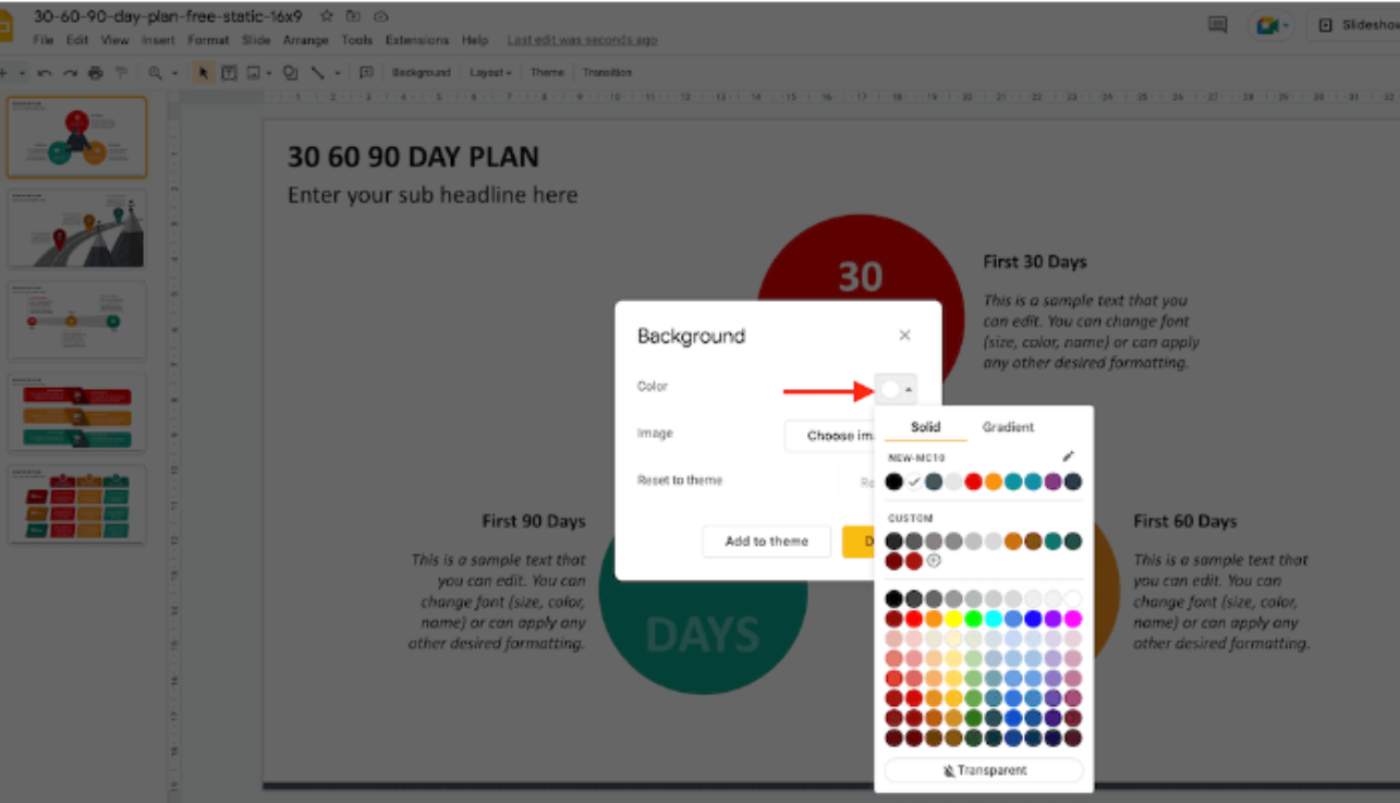 How to edit Background Images and Color in Google Slides