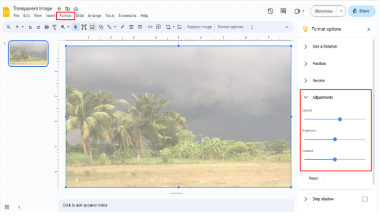 How to Make Images Transparent in Google Slides