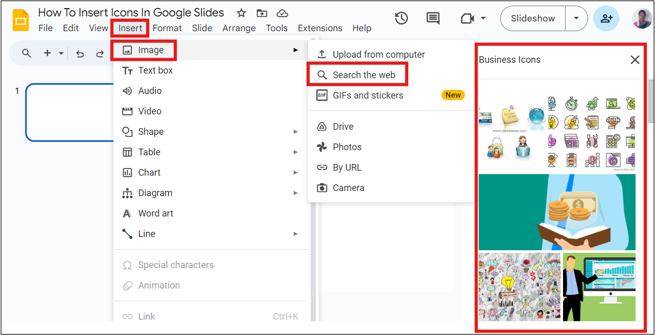 How to Insert and Edit Icons in Google Slides