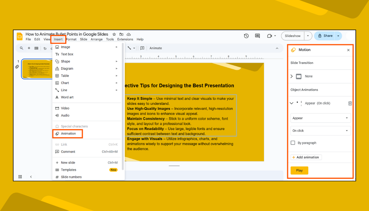 How to Animate Bullet Points in Google Slides | Easy Guide