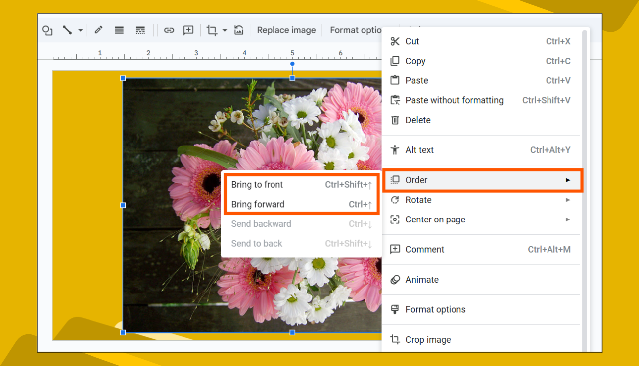 How to Bring an Image to the Front in Google Slides