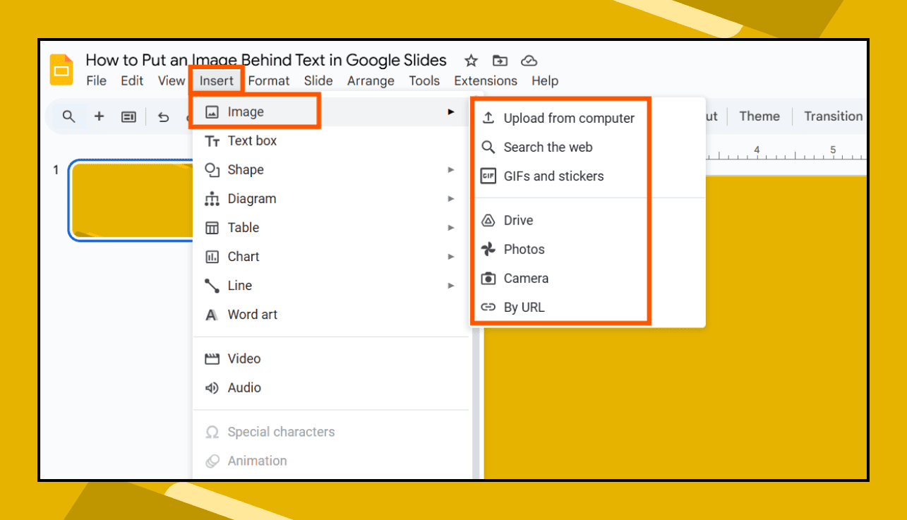 How to Put an Image Behind Text in Google Slides