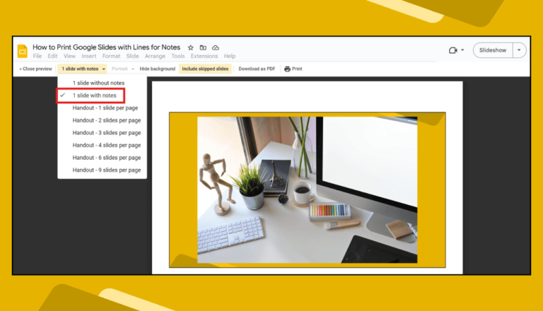 How to Print Google Slides with Lines for Notes