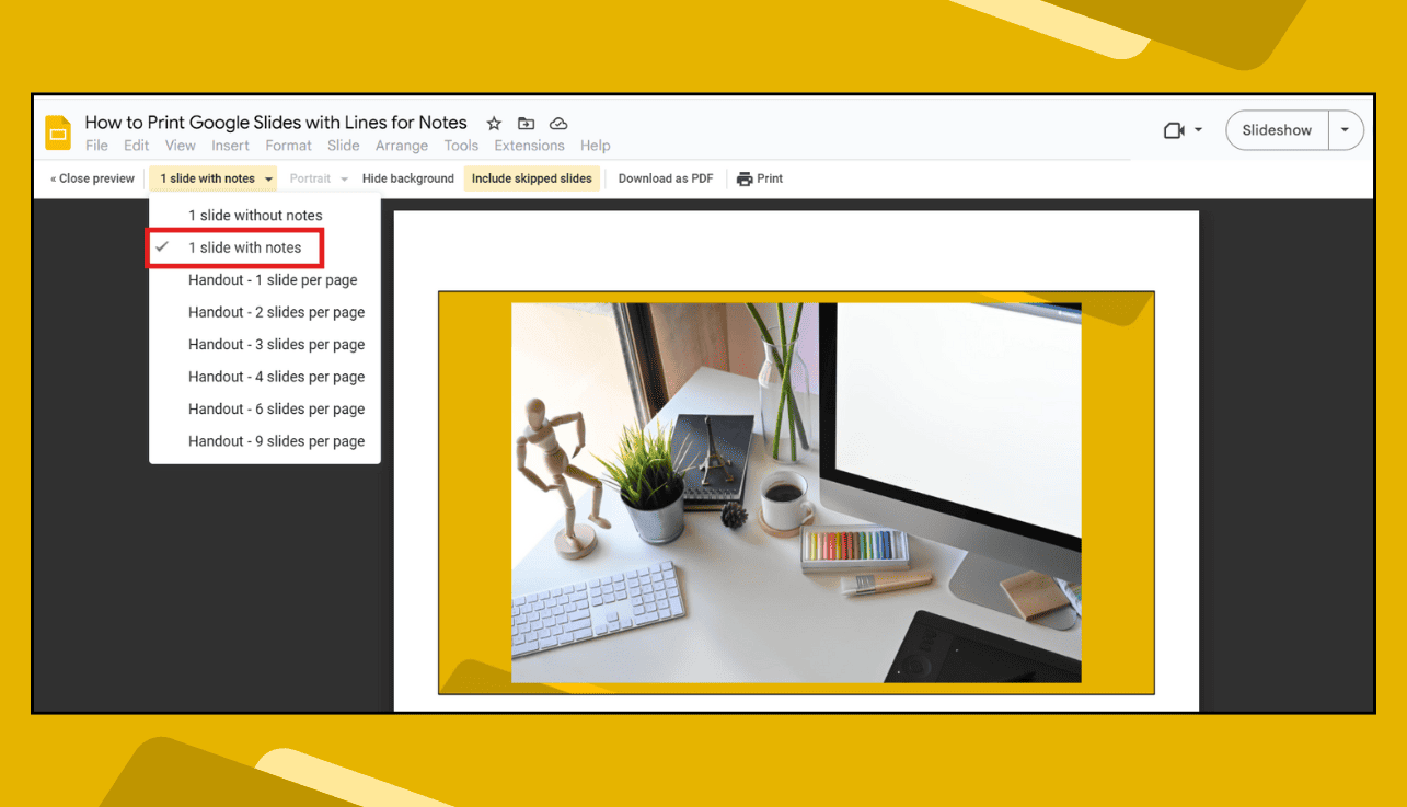 How to Print Google Slides with Lines for Notes