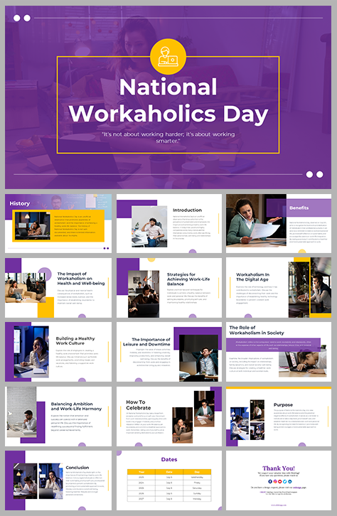 National Workaholics Day PPT And Google Slides Templates