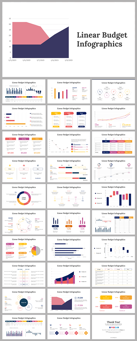 Ready To Use Linear Budget Infographics PowerPoint Template