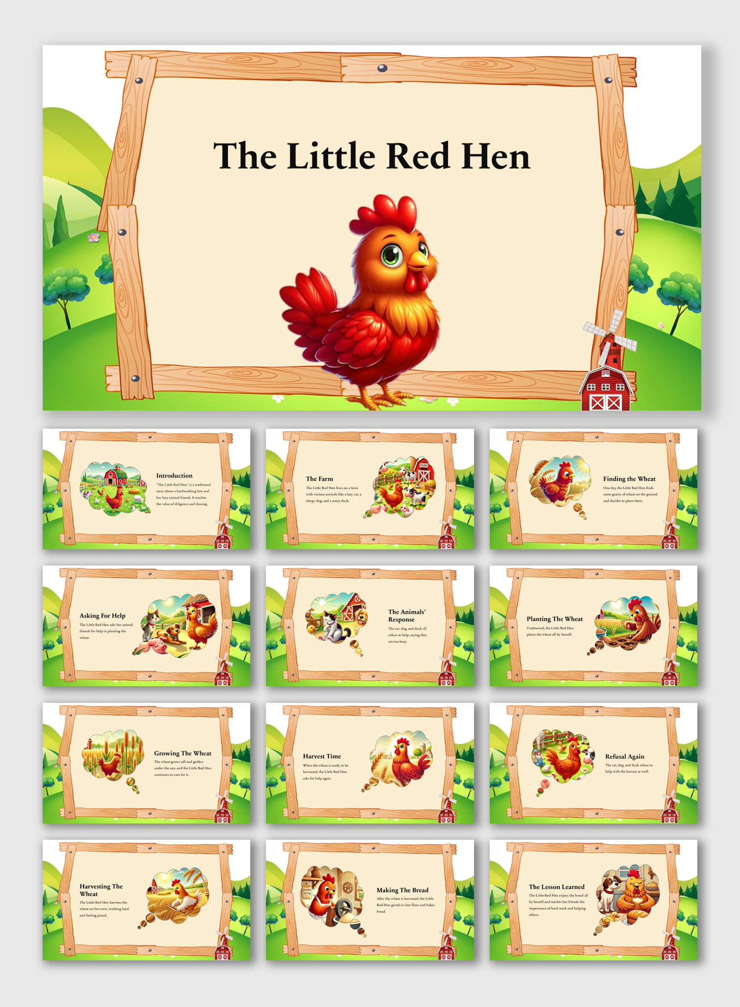 Try The Little Red Hen PPT Presentation And Canava Templates
