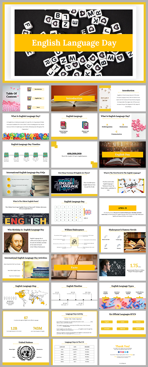 English Language Day PowerPoint and Google Slides Themes