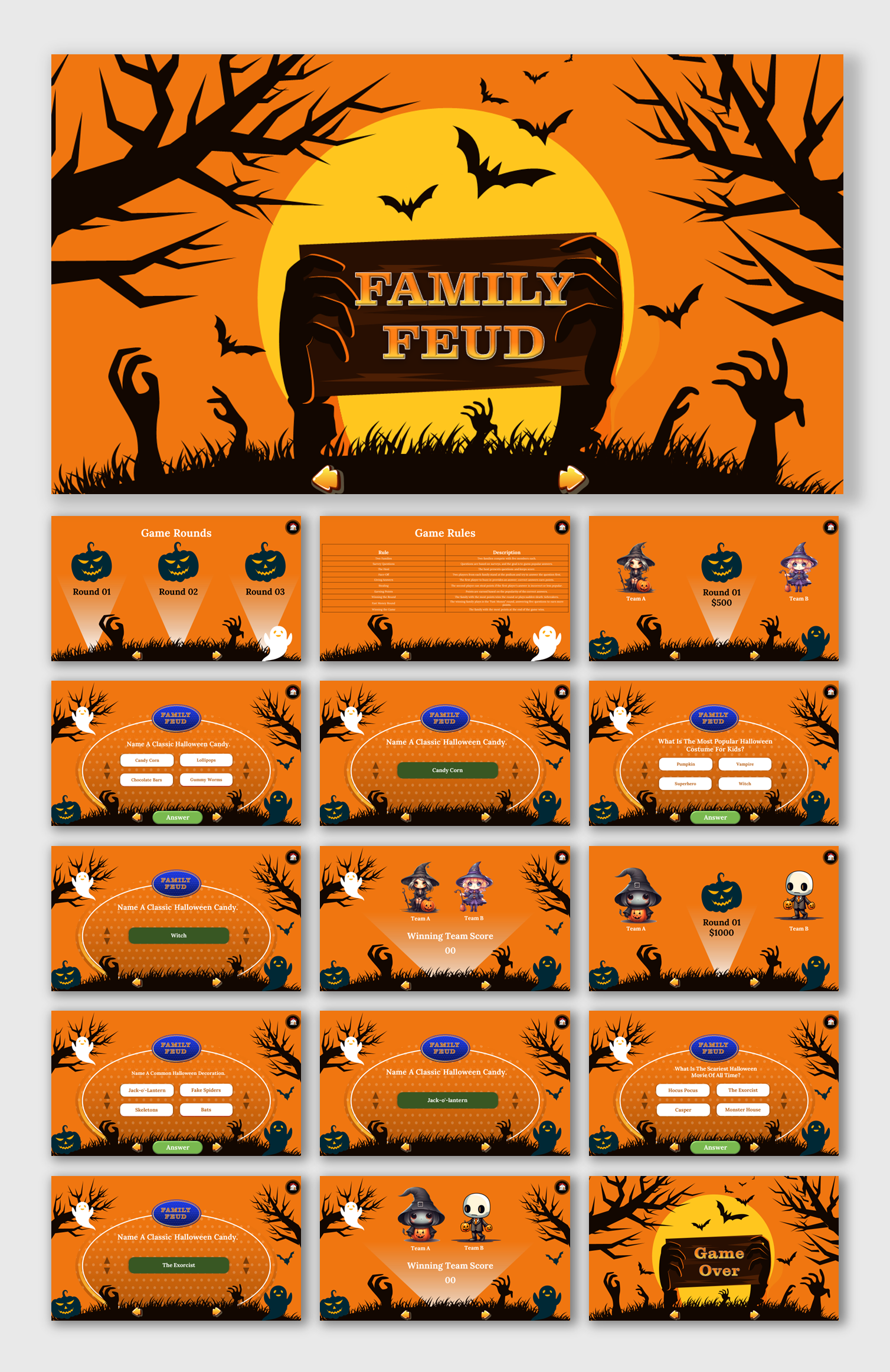 Halloween Family Feud PowerPoint And Google Slides Themes