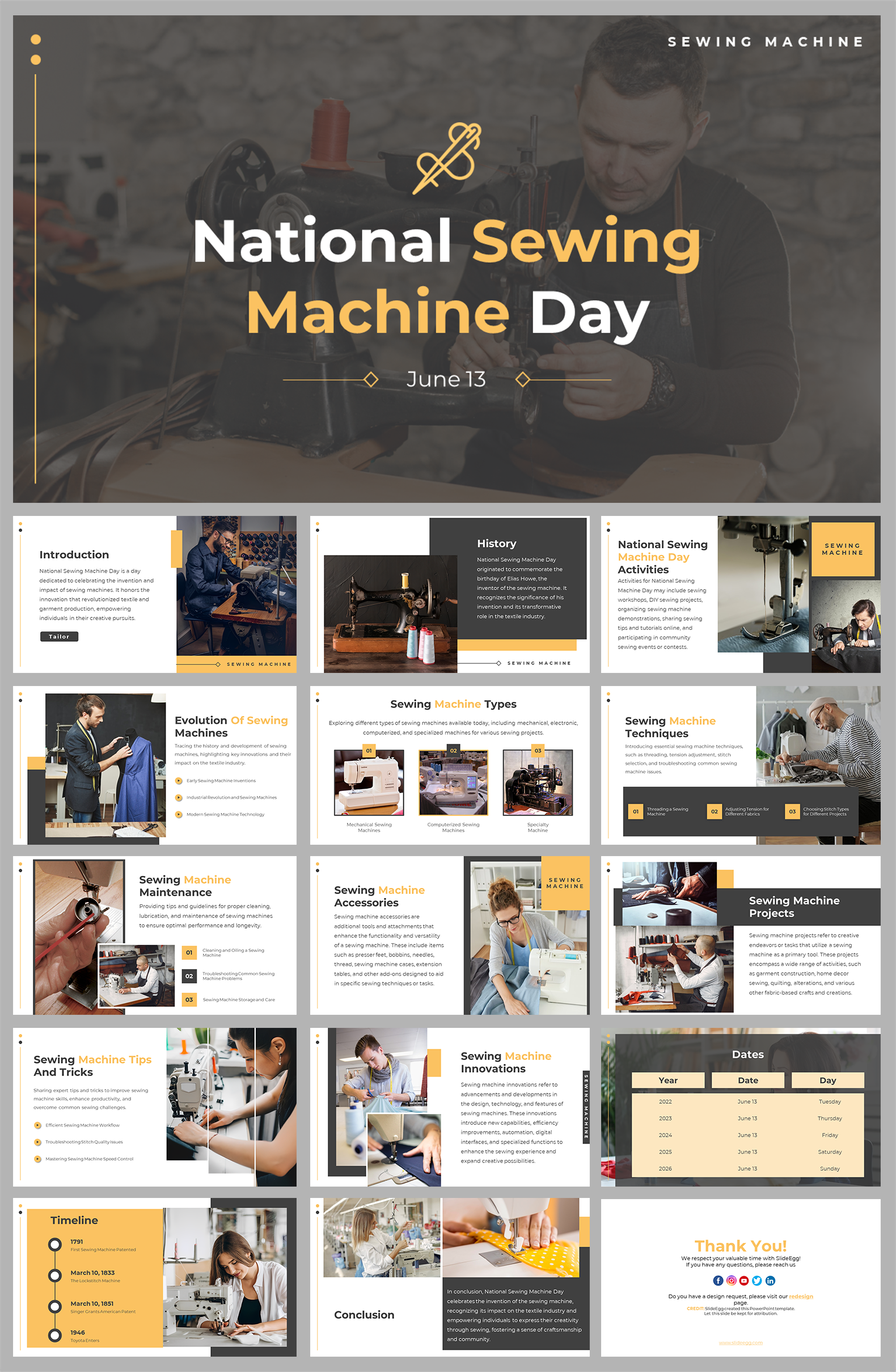 National Sewing Machine Day PowerPoint and Google Slides