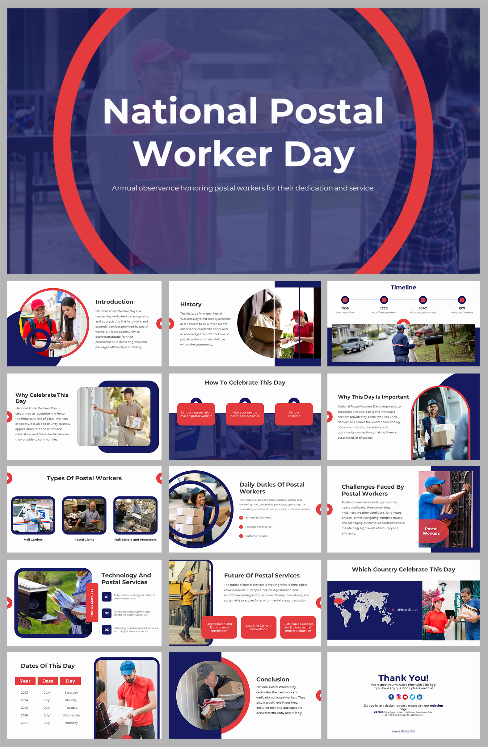 National Postal Worker Day PPT and Google Slides Templates