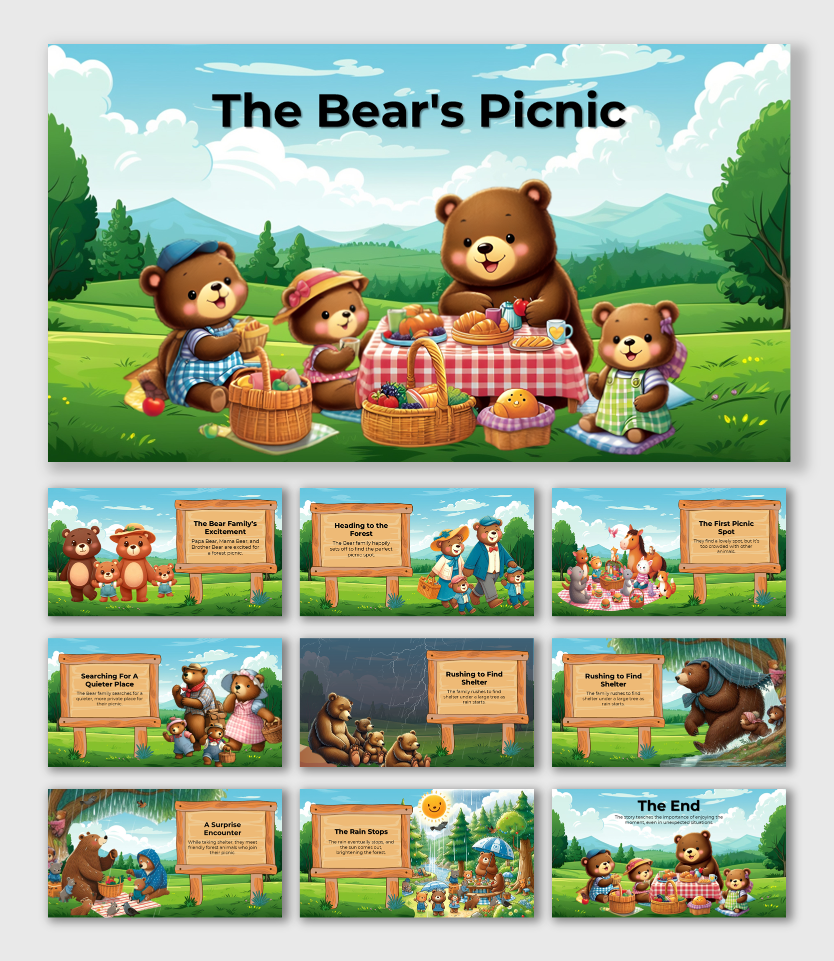 Get The Bears Picnic PPT, Google Slides, And Canva Templates