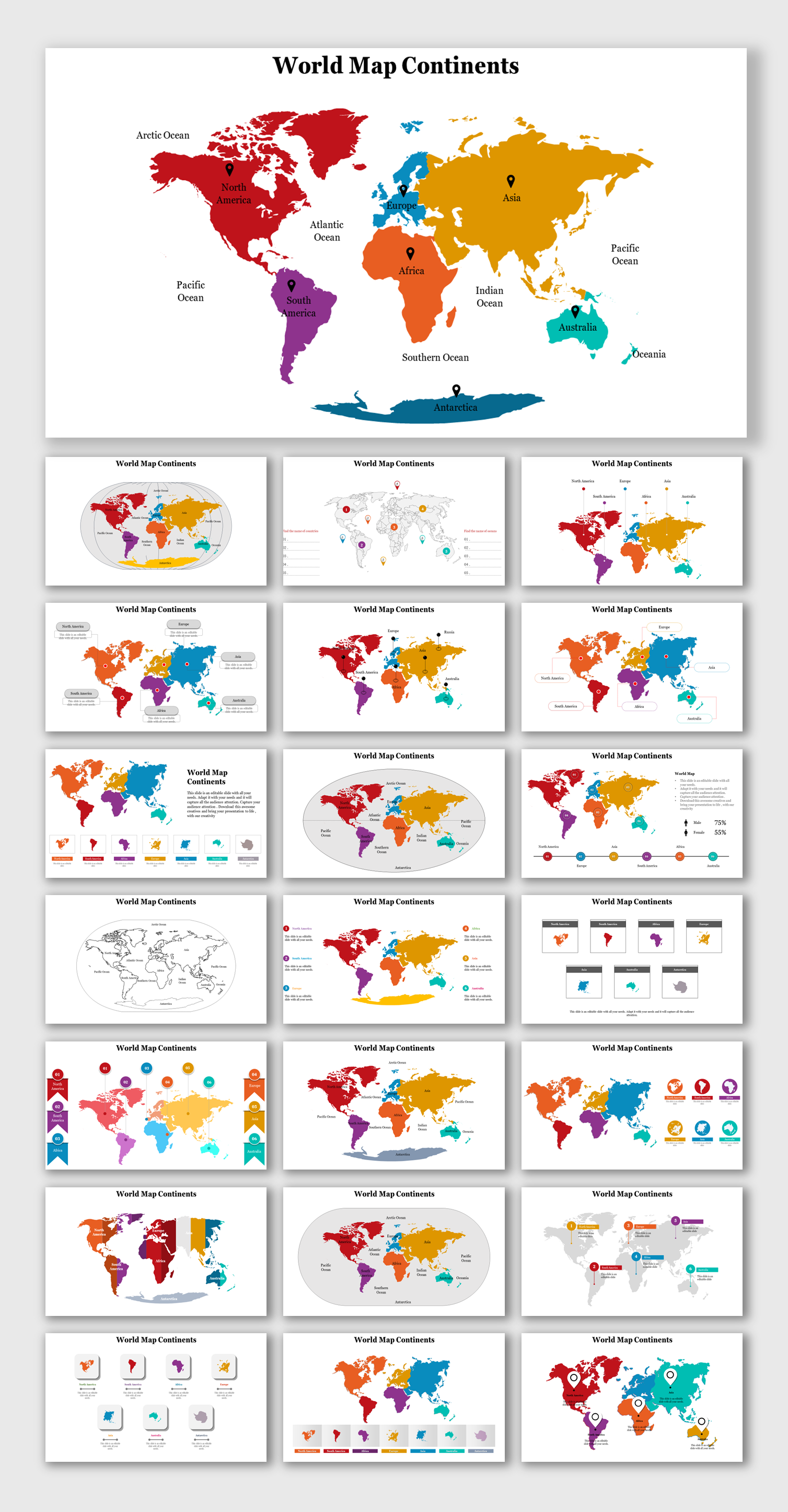 Get Now! World Map Continents PPT And Google Slides Themes