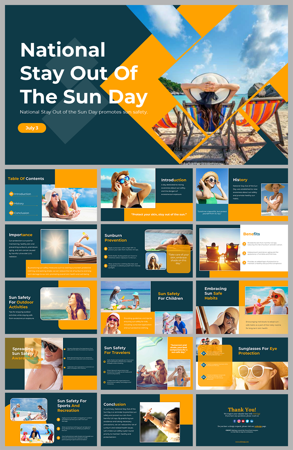 National Stay Out Of The Sun Day Google Slides Templates