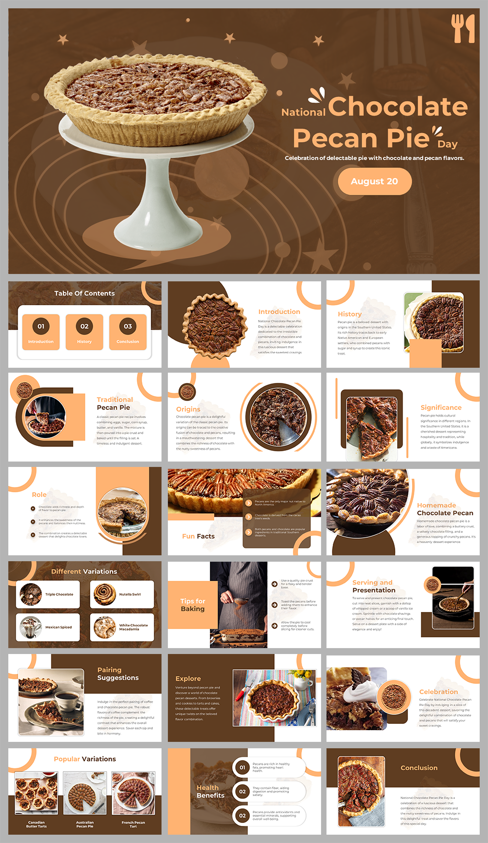 National Chocolate Pecan Pie Day Google Slides Templates