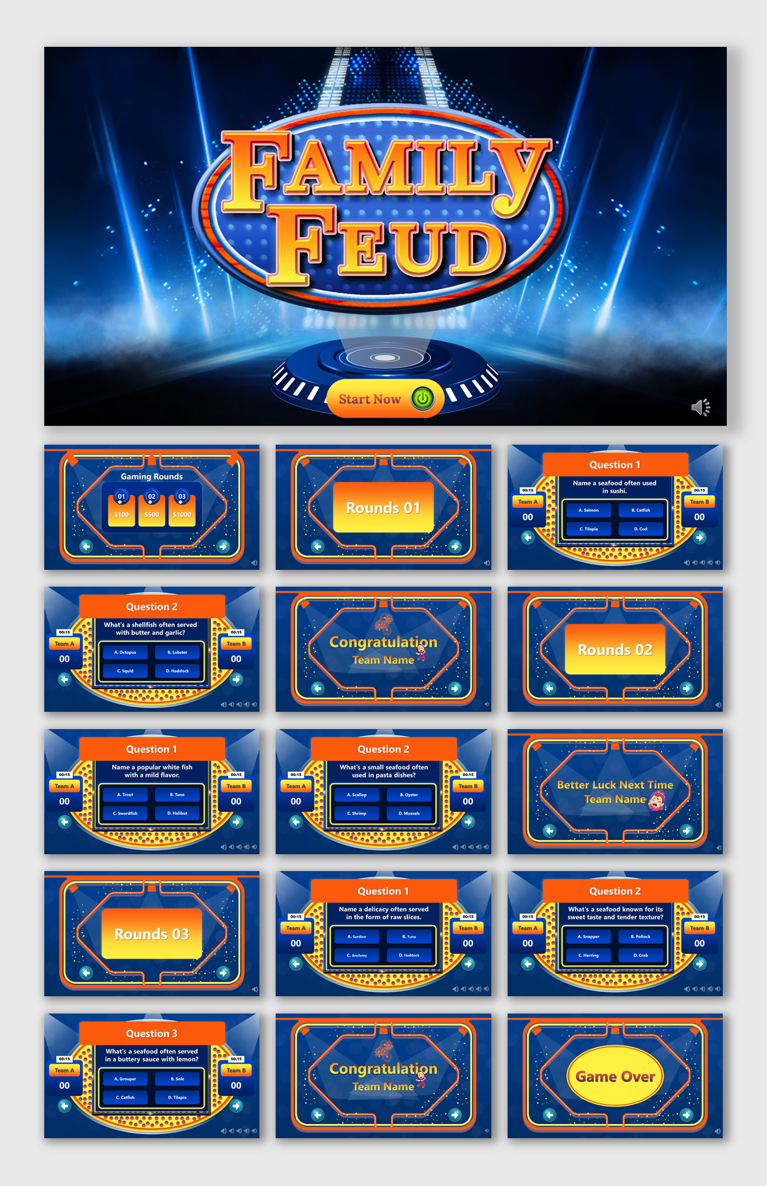 Free Family Feud PPT Template and Google slides for Events