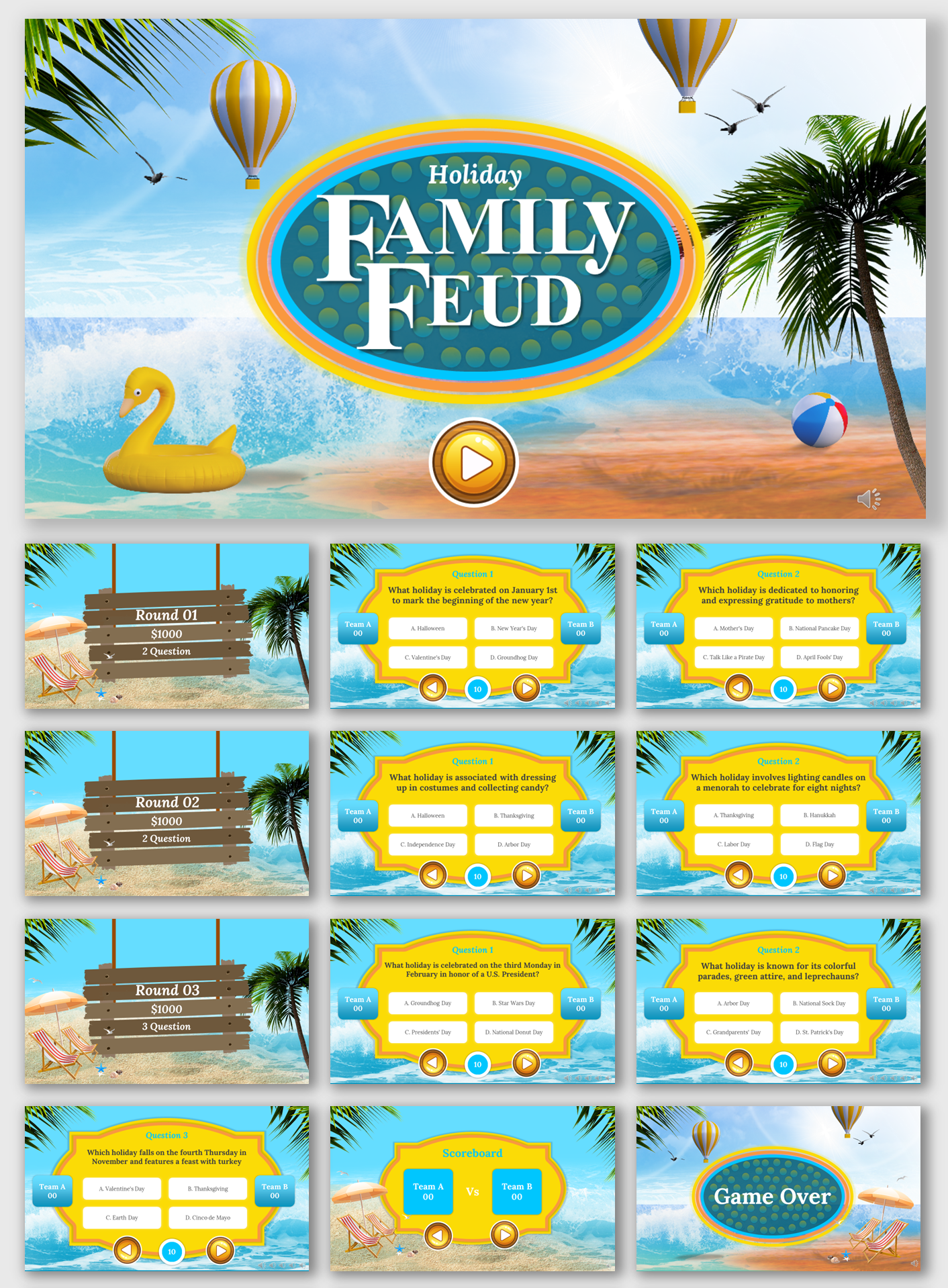 Holiday Family Feud Template For PPT And Google Slides