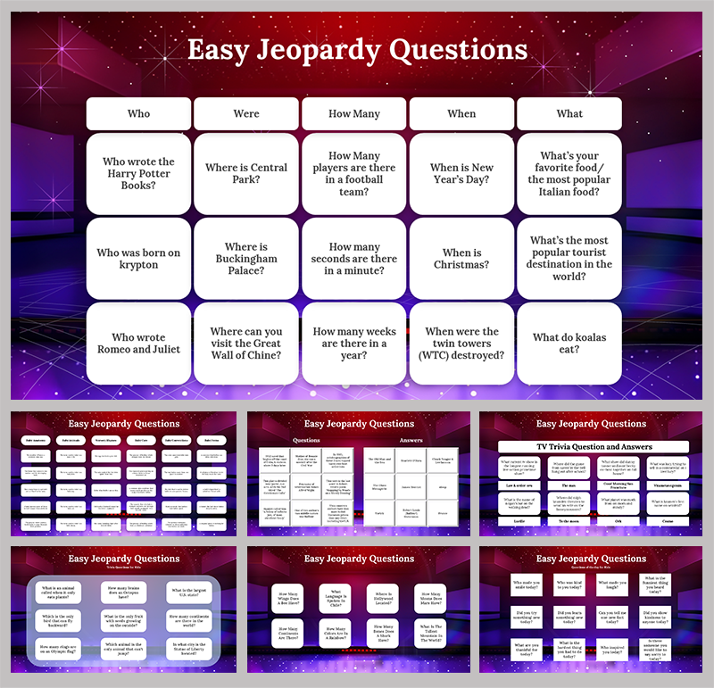 Easy Jeopardy Question PPT and Google Slides Templates