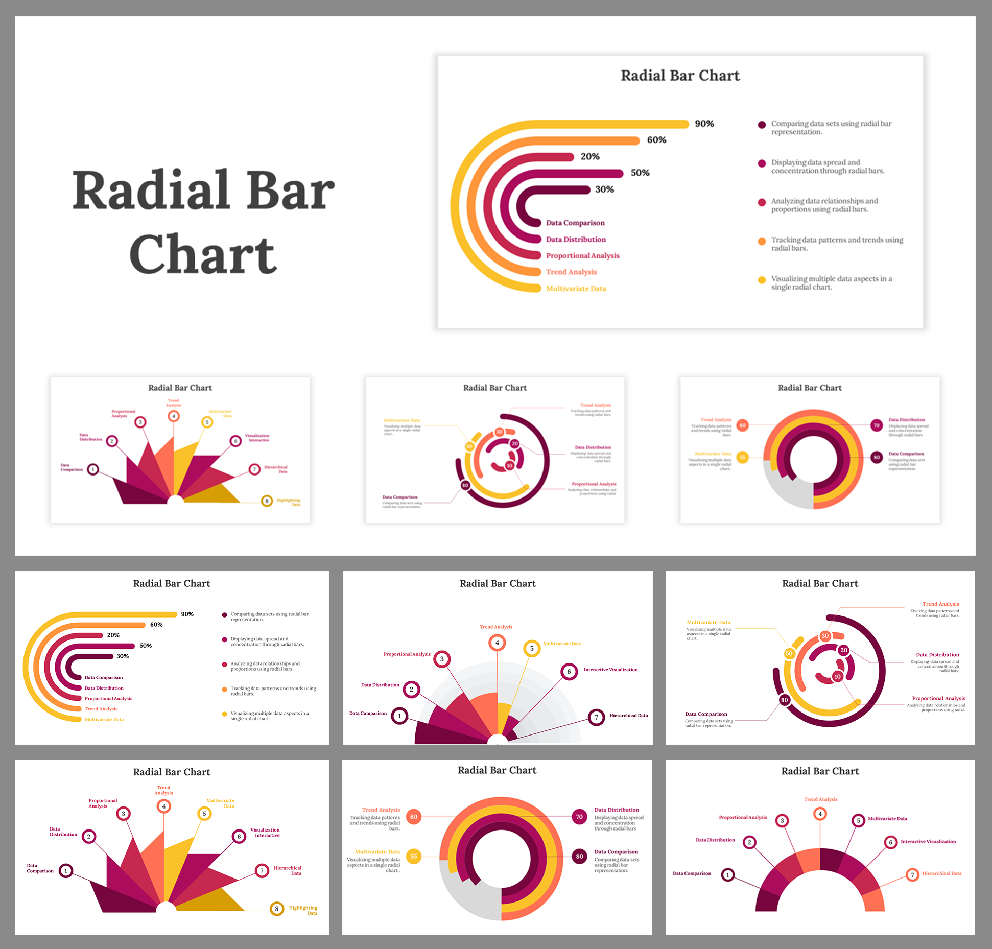 Get Radial Bar Chart PowerPoint and Google Slides Themes