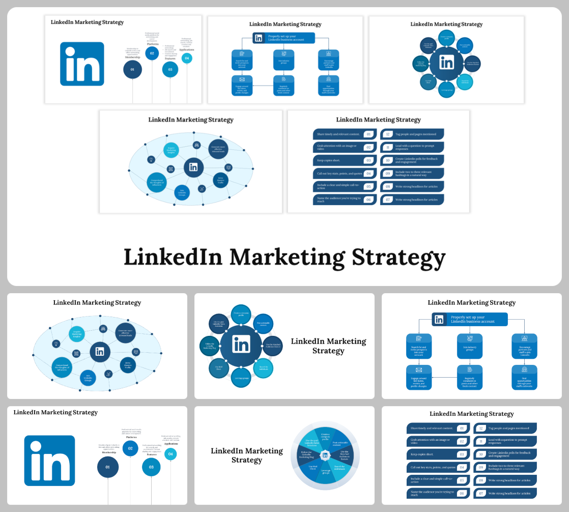 LinkedIn Marketing Strategy PPT and Google Slides Templates