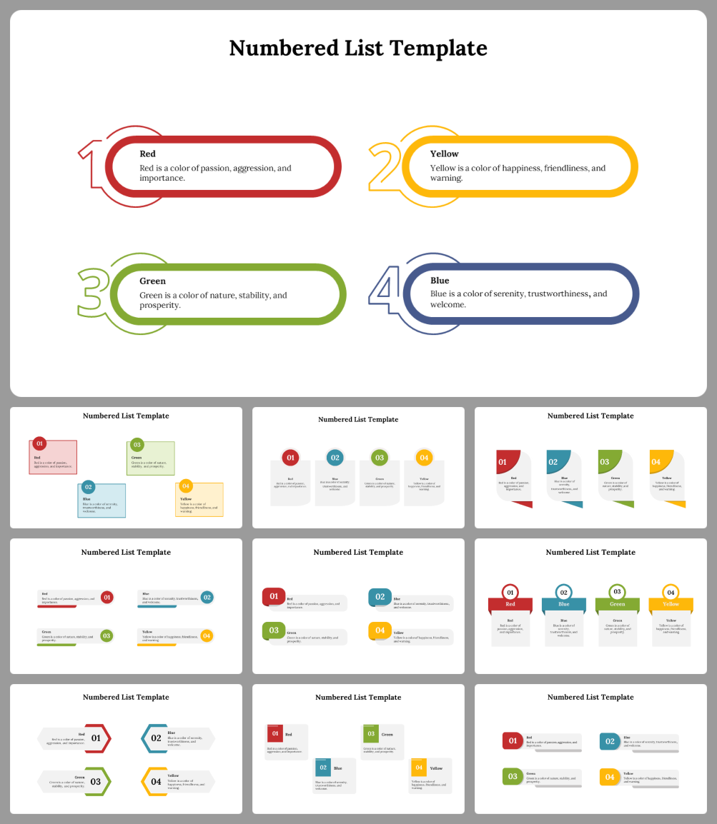 Numbered List PPT Presentation and Google Slides Themes
