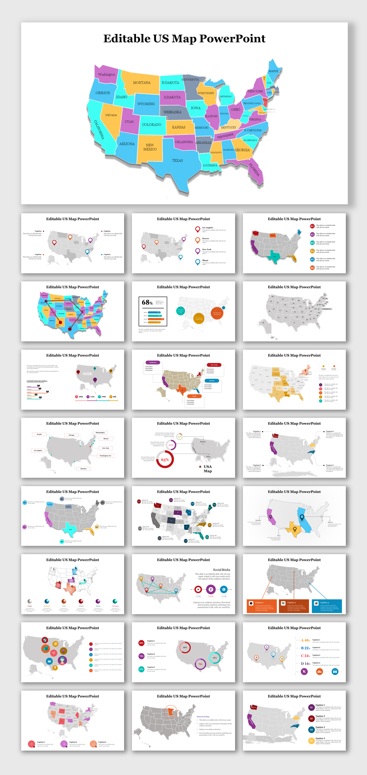 Editable US Map Presentation And Google Slides Themes