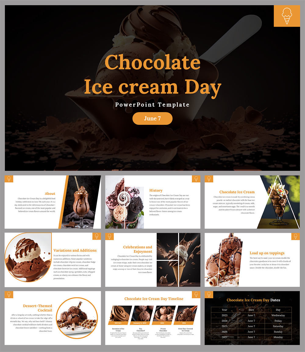 Chocolate Icecream Day PPT and Google Slides Templates