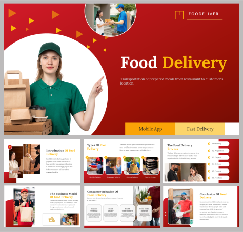 Get this Food Delivery PowerPoint and Google Slides Themes