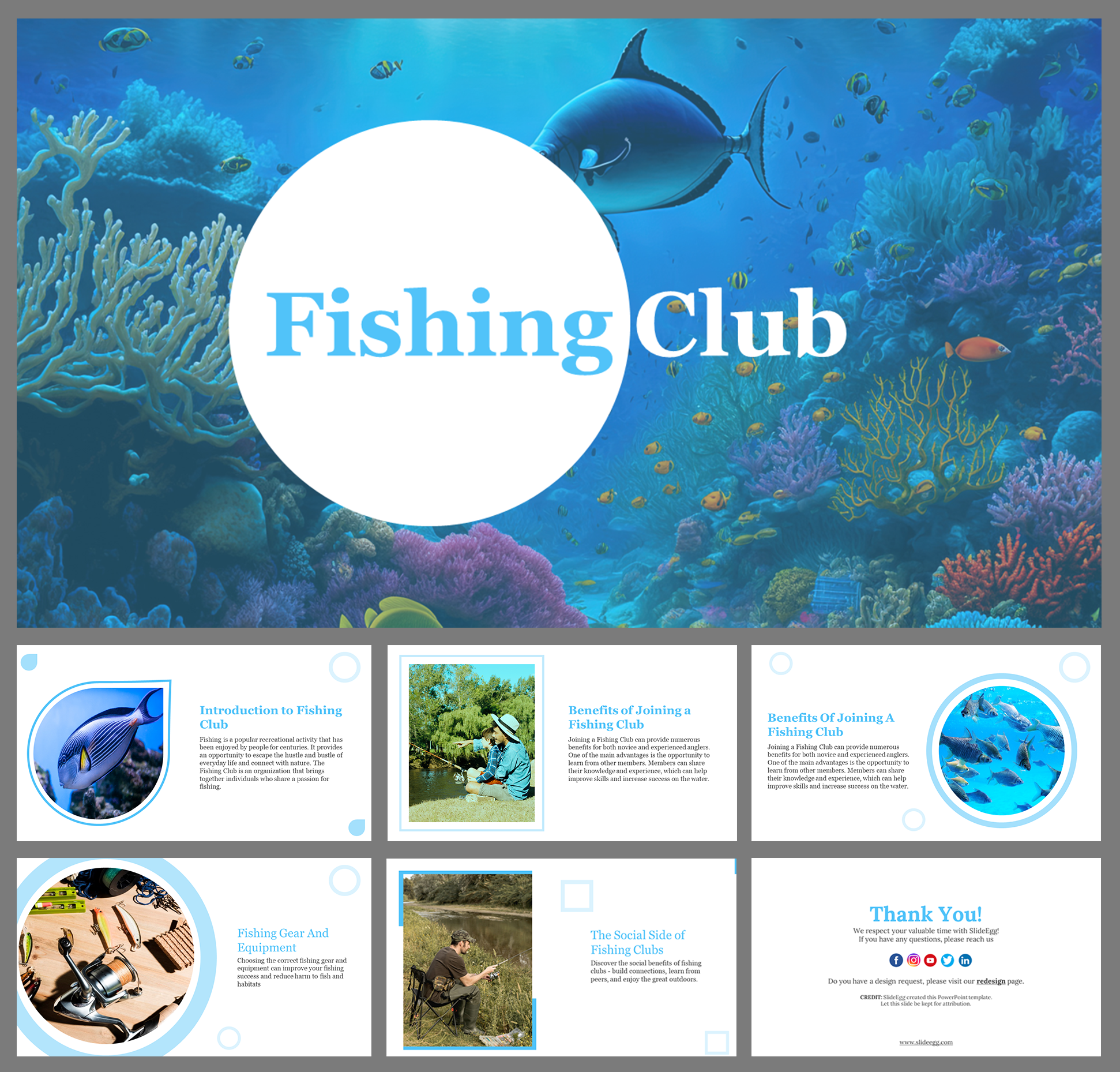 Fishing Club PowerPoint and Google Slides Templates