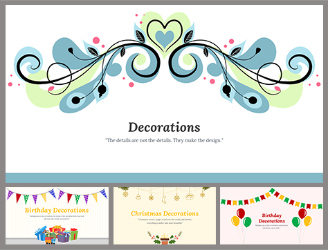 Explore Decorations PowerPoint and Google Slides Templates