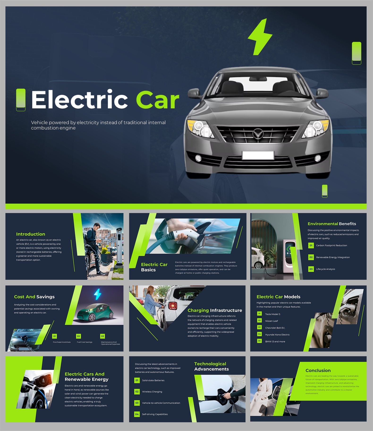 Get this Electric Car PowerPoint and Google Slides Themes