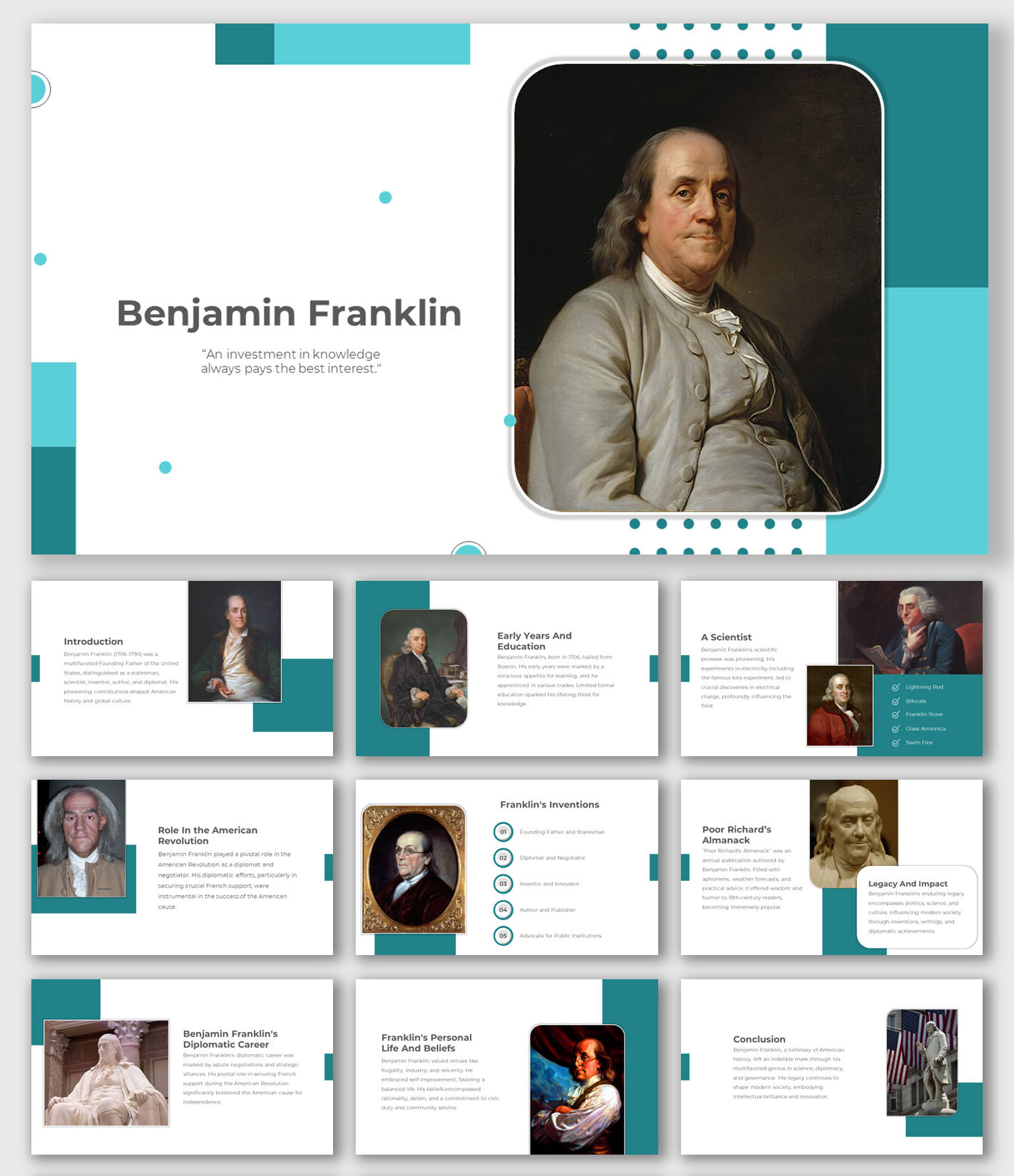 Buy This! Benjamin Franklin PPT And Google Slides Theme