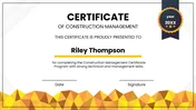Construction Management Certificate PowerPoint Presentation