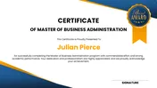 Easy To Editable MBA Certificate PowerPoint Presentation