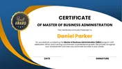 Easy To Editable MBA Certificate PowerPoint Presentation
