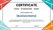 Get Now! Certificate Of Dissolution Business PowerPoint