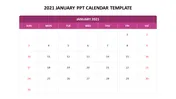 Creative Calendar Template January 2022 PowerPoint