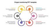 Project monitoring PPT template hexagonal model Slide