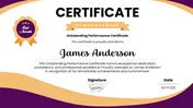 Outstanding Performance Certificate PowerPoint Presentation