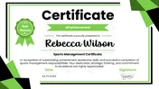 Sports Management Certificate PowerPoint Presentation