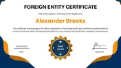 Foreign Entity Certificate PowerPoint And Canva Template