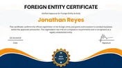 Foreign Entity Certificate PowerPoint And Canva Template