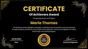 Achievers Award Certificate PowerPoint And Canva Template