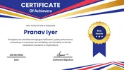 Achievers Certificate PowerPoint And Canva Template