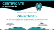 Editable Soccer Certificate Awards PPT And Canva Template
