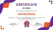 Softball Certificates PowerPoint And Canva Template