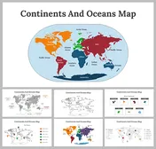 Simple World Map Seven Continents PowerPoint Templates