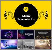 Explore Music Theme Wallpaper PowerPoint Presentation