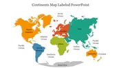 Continents Map Labeled PPT and Google Slides Templates