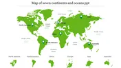 World Map 7 Continents PowerPoint Template and Google Slides